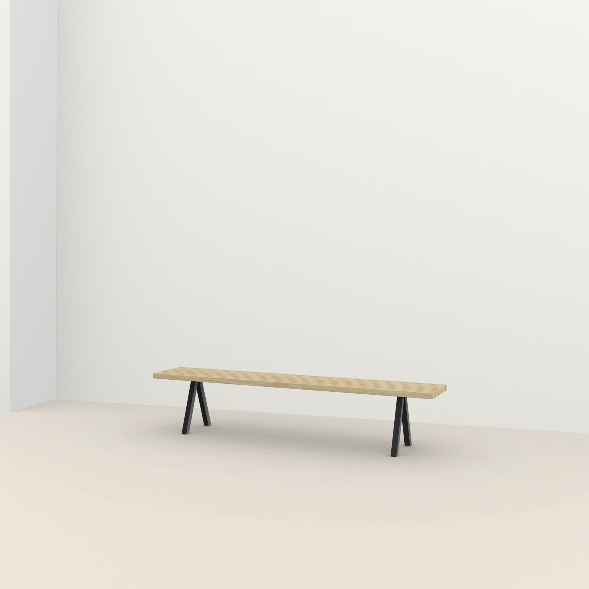 Rectangular outdoor Slim X-type Outdoor Bench Steel black powdercoating ...